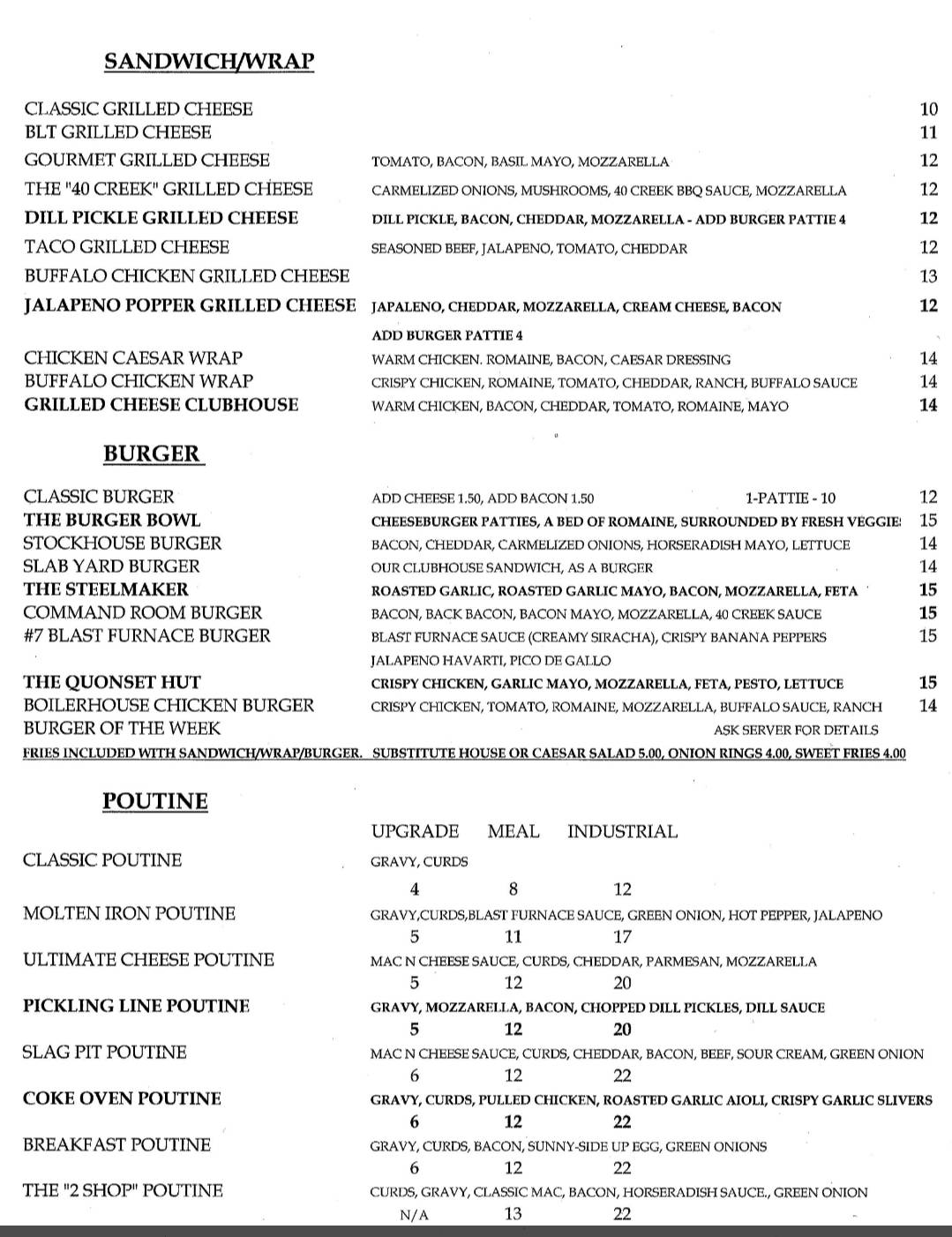 Menu at The Stockhouse Grill pub & bar, Sault Ste. Marie