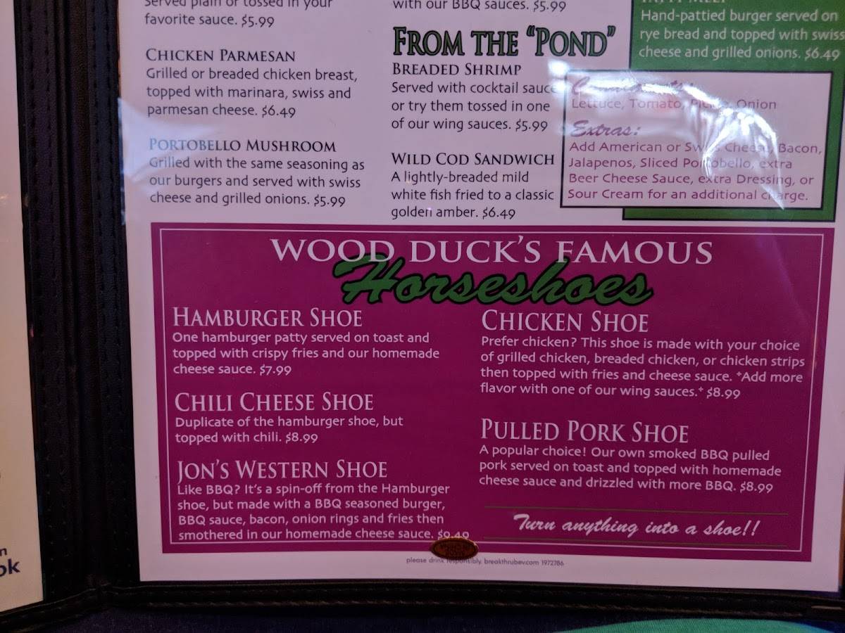 Menu at The Wood Duck Bar and Grill, Carlinville