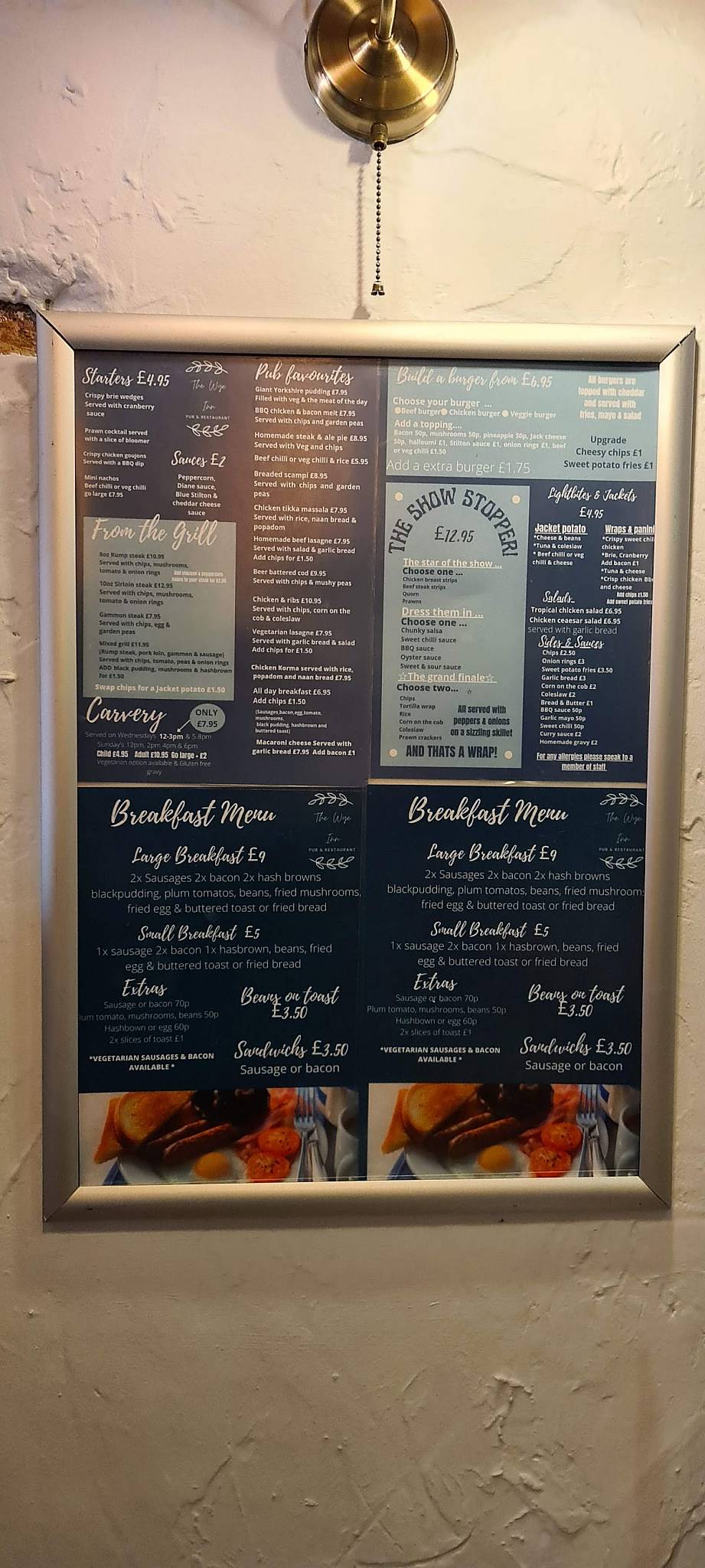 Menu at The Wye Inn Pub & Restaurant, Hereford, Holme Lacy Rd