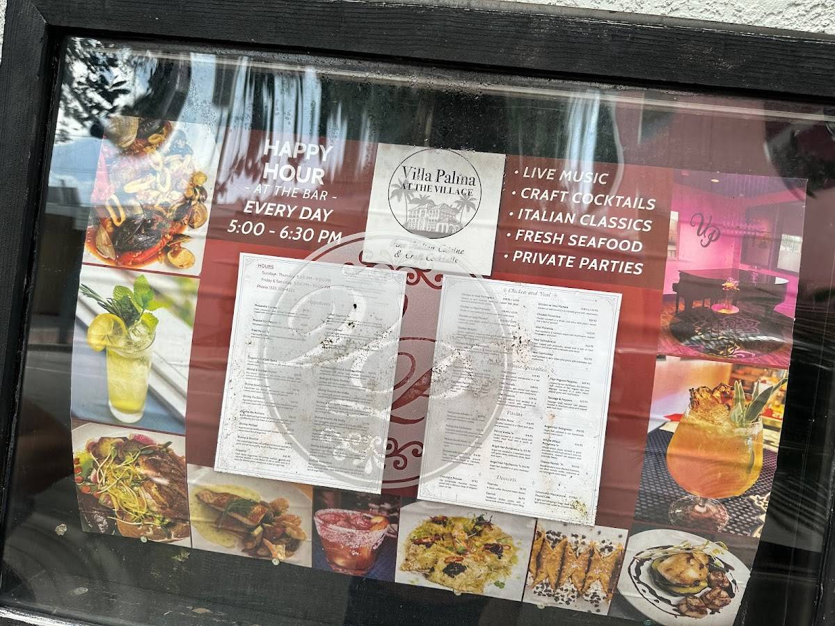 Menu at Villa Palma at the Village pub & bar, Cocoa