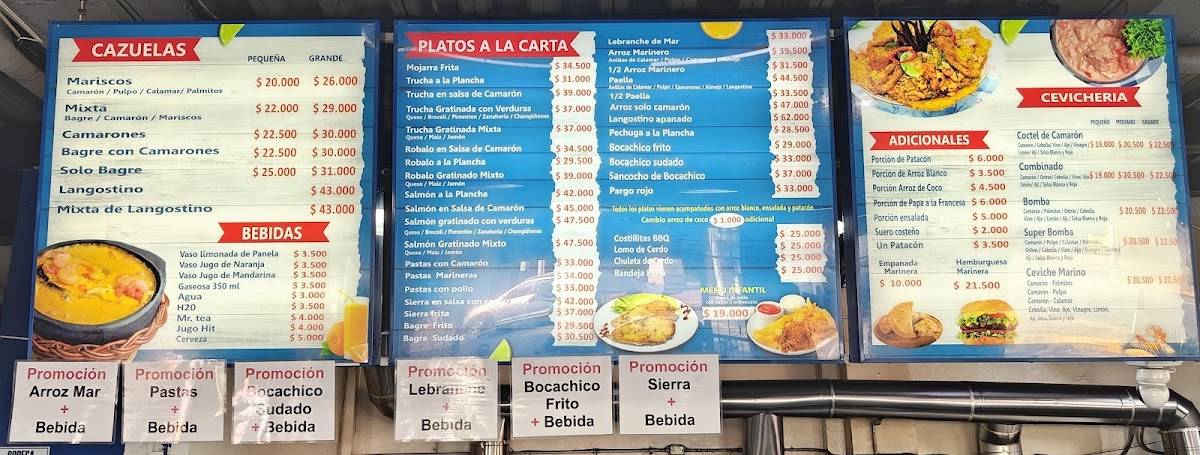 Carta del restaurante Puerto Marino Real del Minas, Bucaramanga
