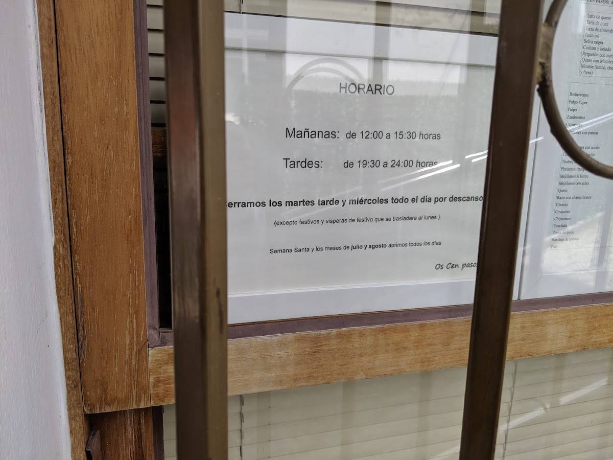 Carta del restaurante Pulpería Os Cen Pasos, Puentedeume