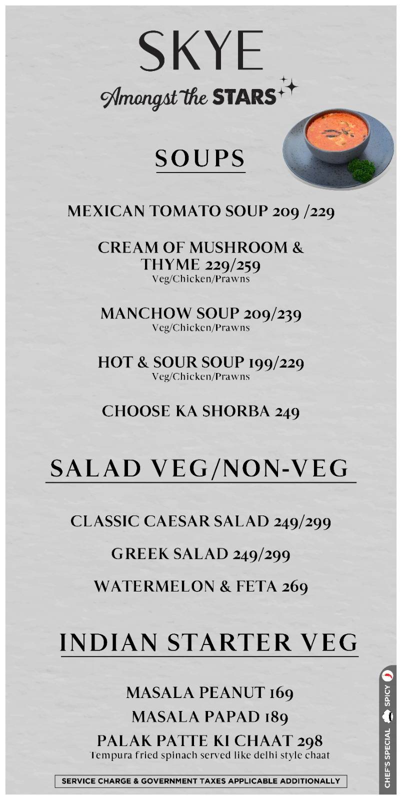 Menu at SKYE Rooftop by Eternia, Pune