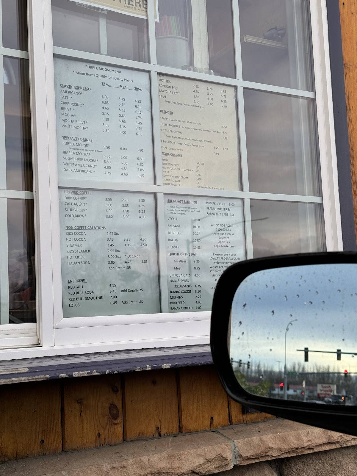 Menu at Purple Moose Espresso restaurant, Palmer