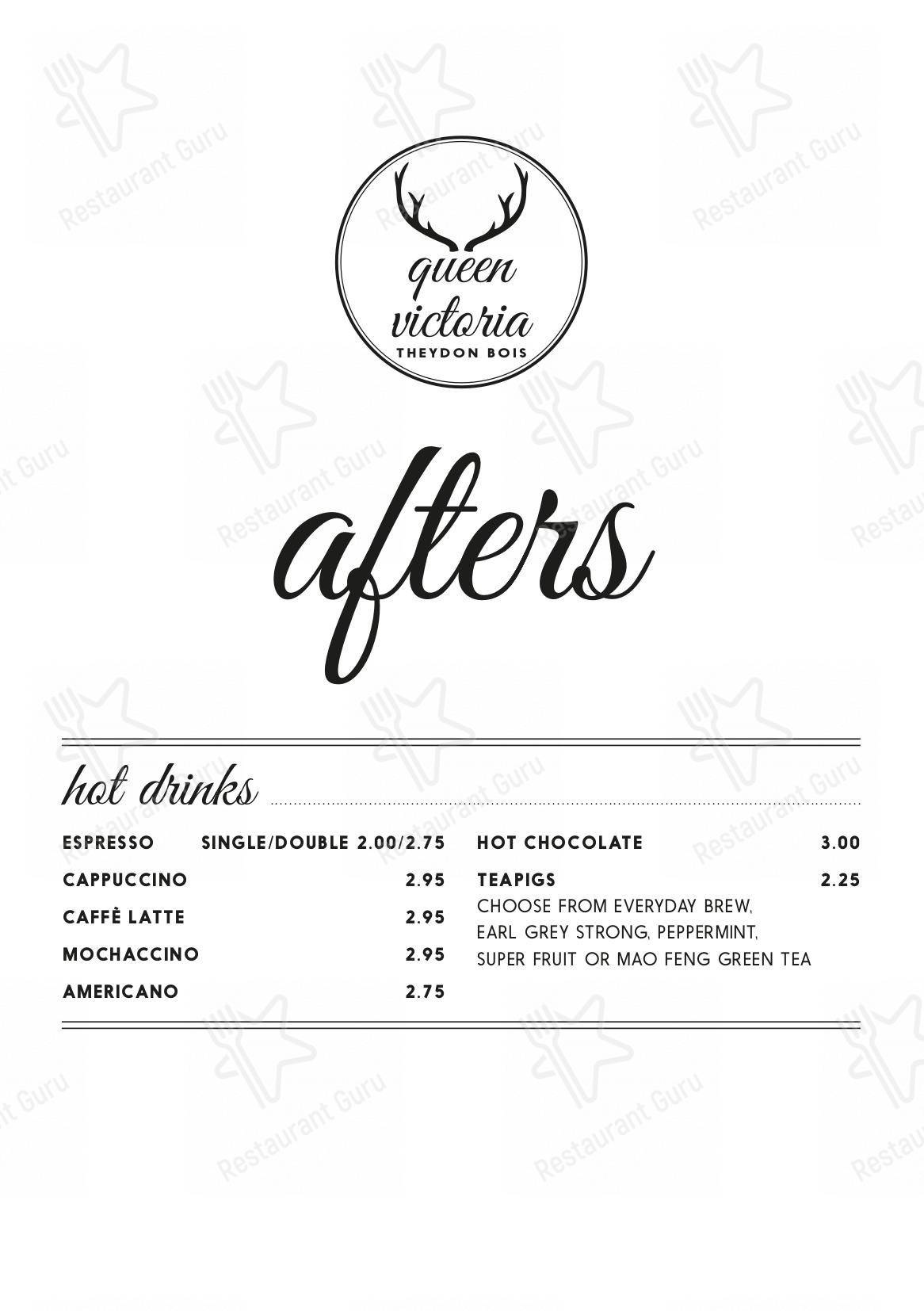 Menu at Queen Victoria pub & bar, Epping