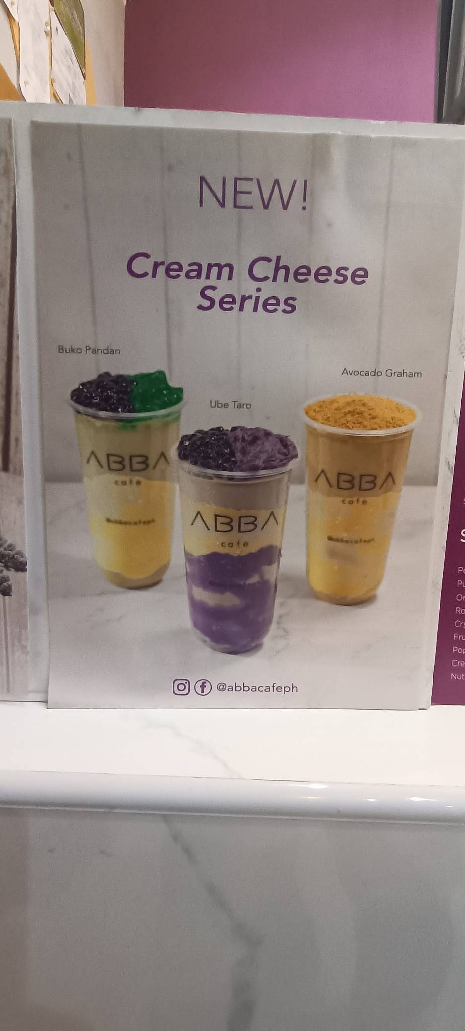 Menu at ABBA Café QC cafe, Quezon City