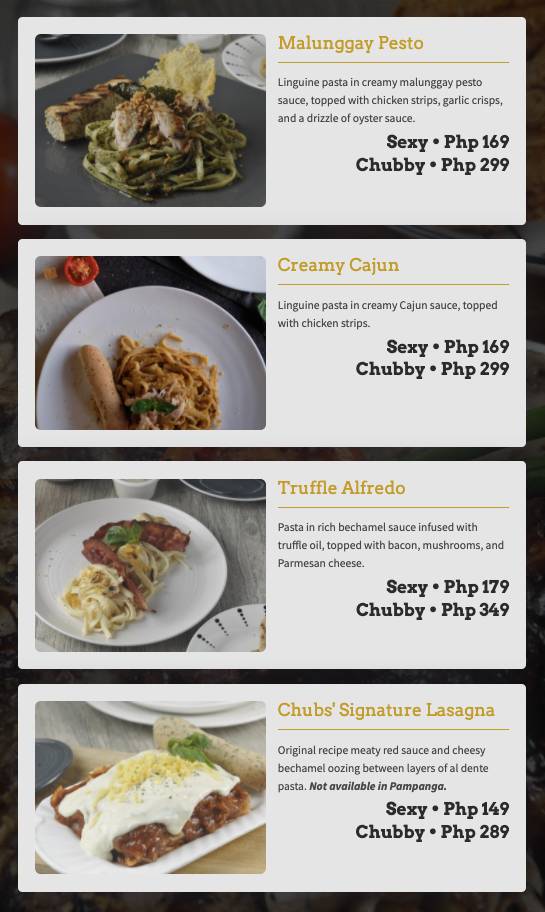 Carta de parrilla Chubs Chasers Steak and Ribs, Ciudad Quezon, 86 ...