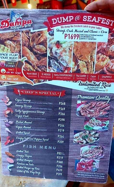 Menu at Dampa Seafood Grill - Tomas Morato restaurant, Quezon City