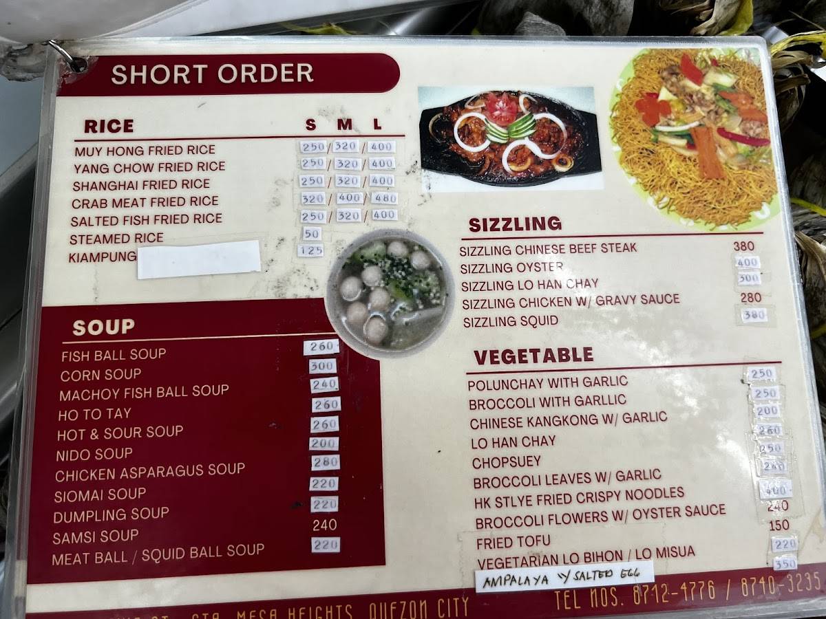 Menu at Muy Hong - LUMPIA restaurant, Quezon City