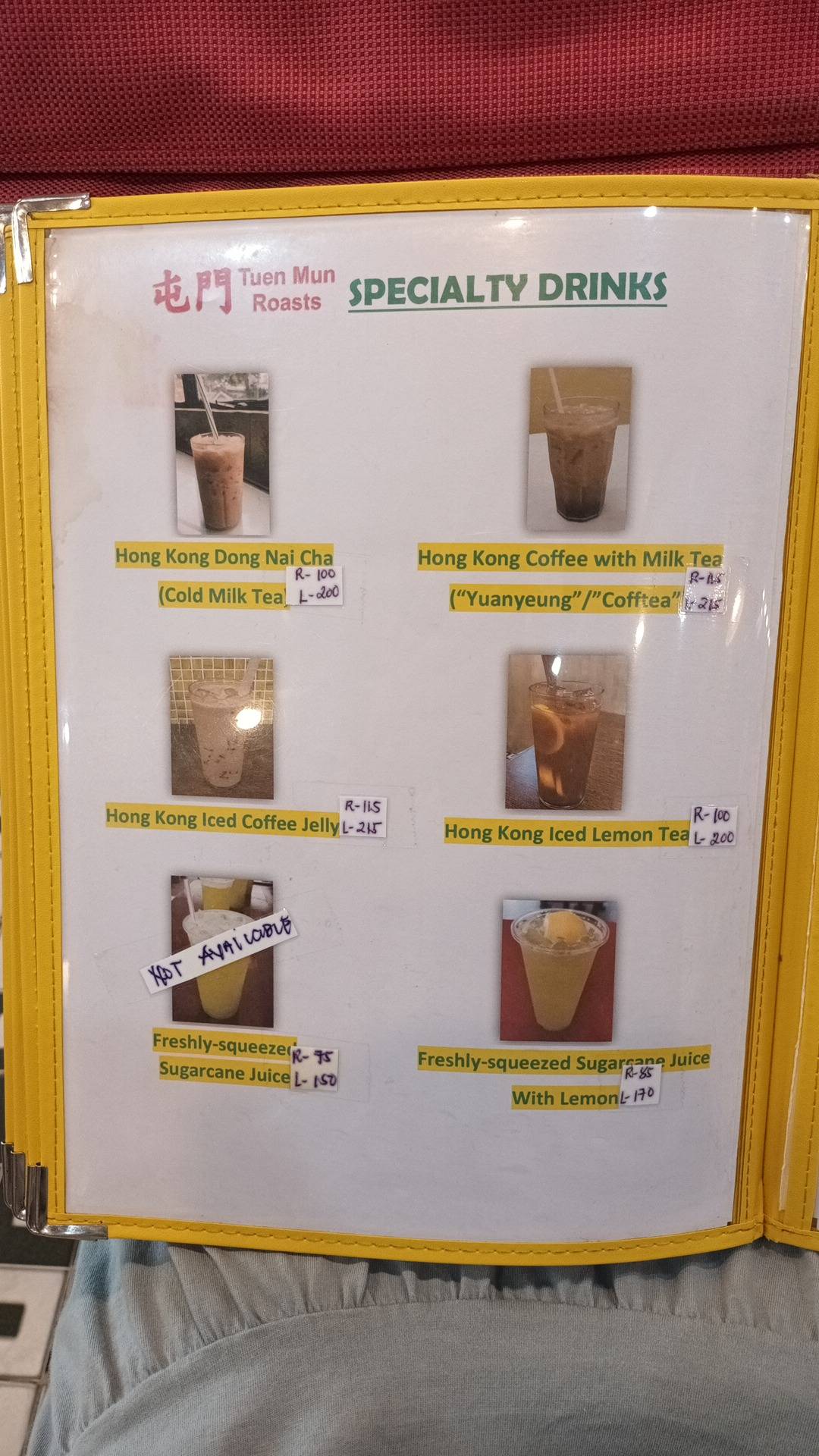Menu at Tuen Mun Roasts restaurant, Quezon City