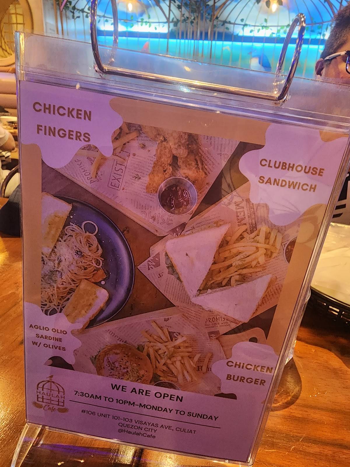 Menu at haulah cafe, Quezon City