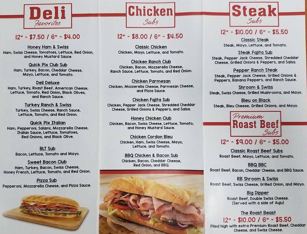 Menu at Quickpix Deli & Subs fast food, Connersville