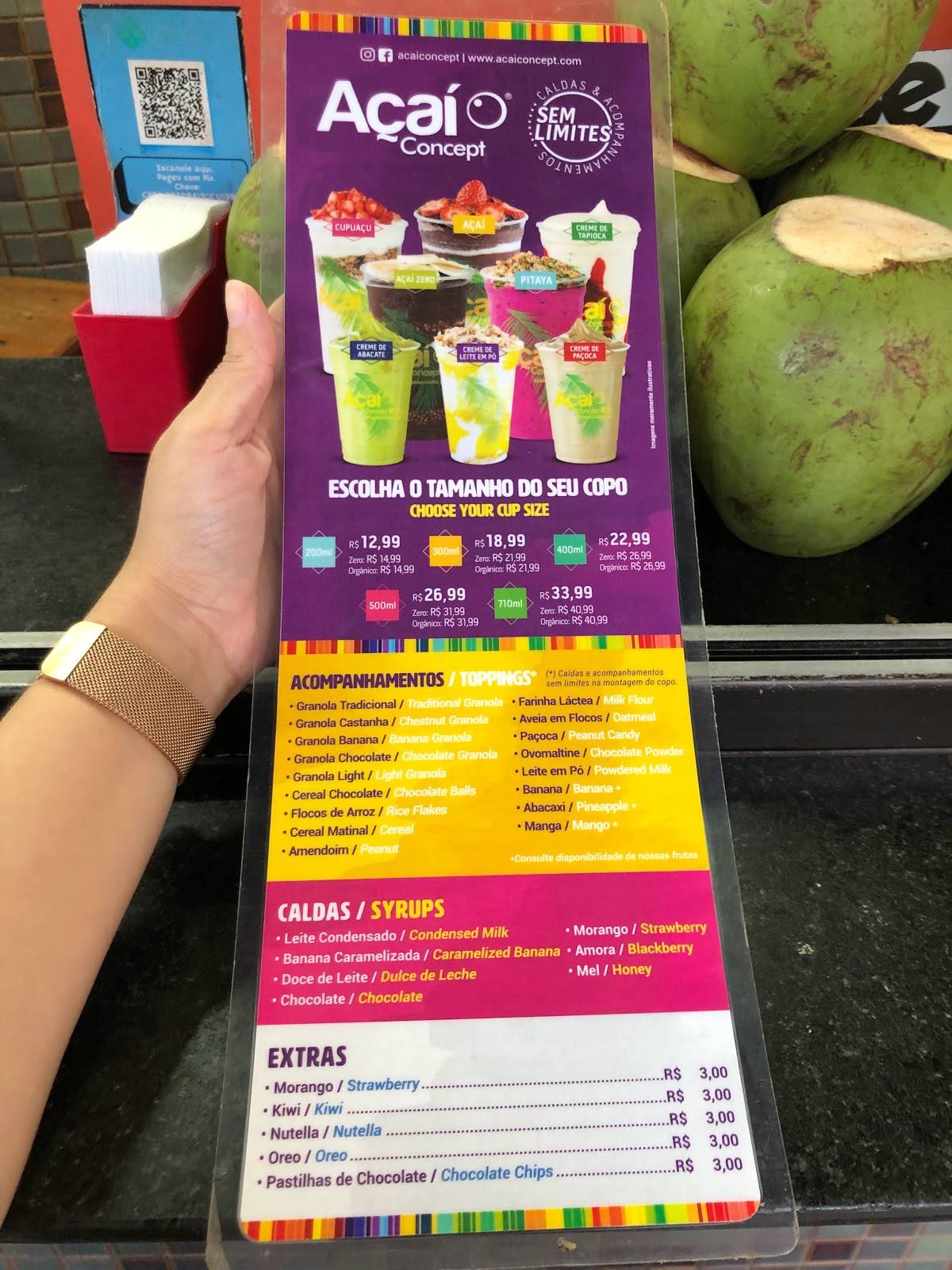 Menu em açai concept boa viagem Quiosque15, Recife