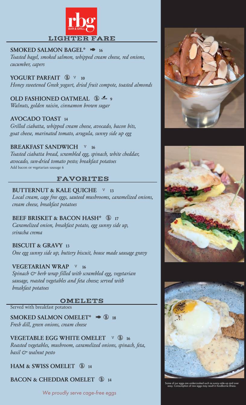 Menu at RBG Bar and Grill, Seattle