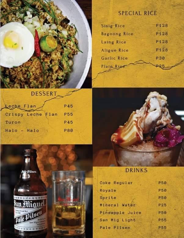 Menu at REKADO MODERN FILIPINO CUISINE restaurant, Marikina, Lot 17 ...