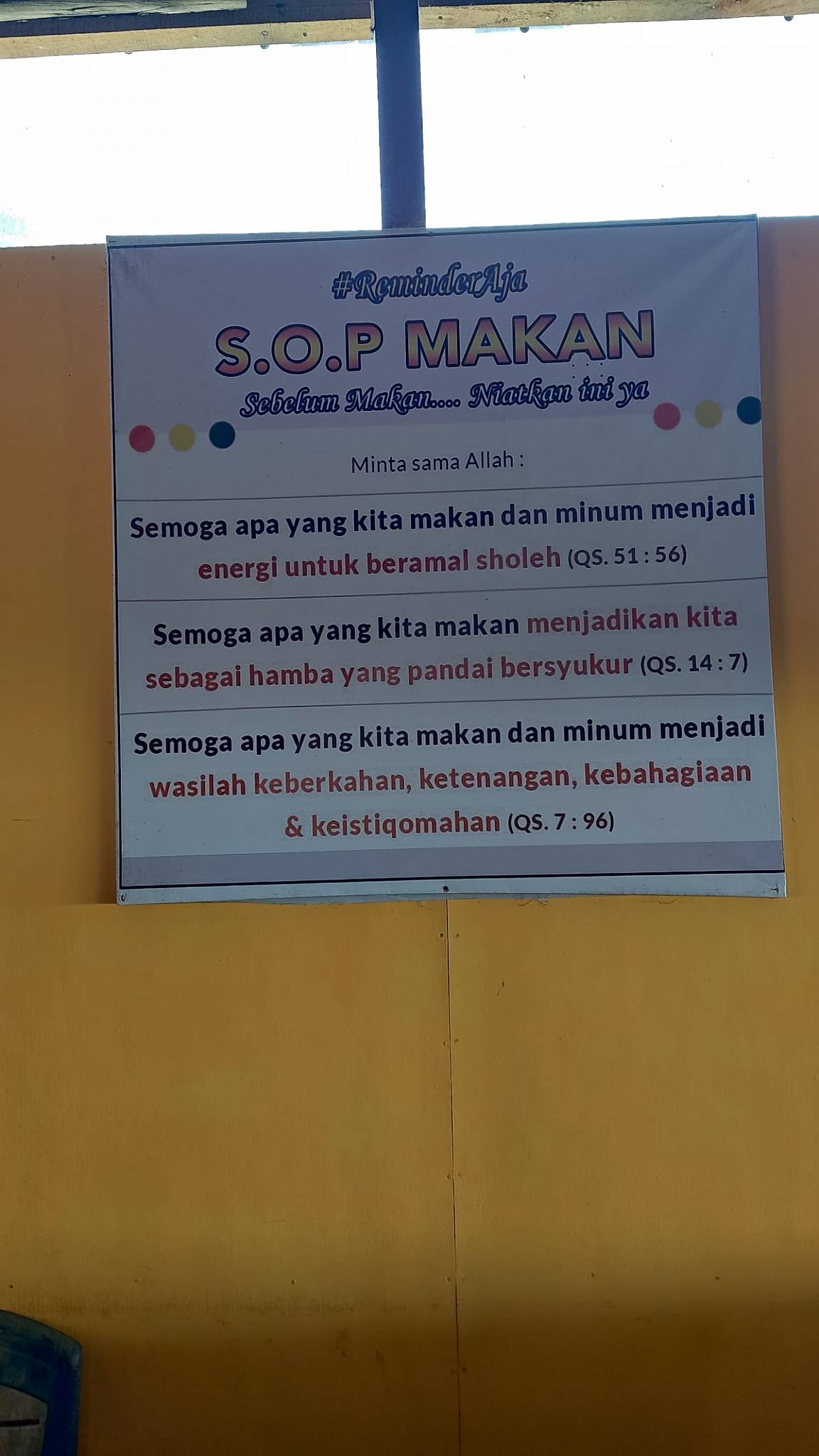 Menu at RM. Pondok Mutiara restaurant, Indonesia