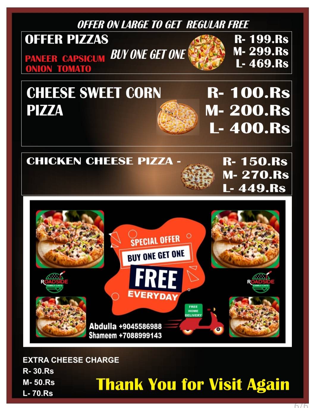 Menu at ROADSIDE FAMILY CAFE, Seohara, Front of kuri house 1st floor ...