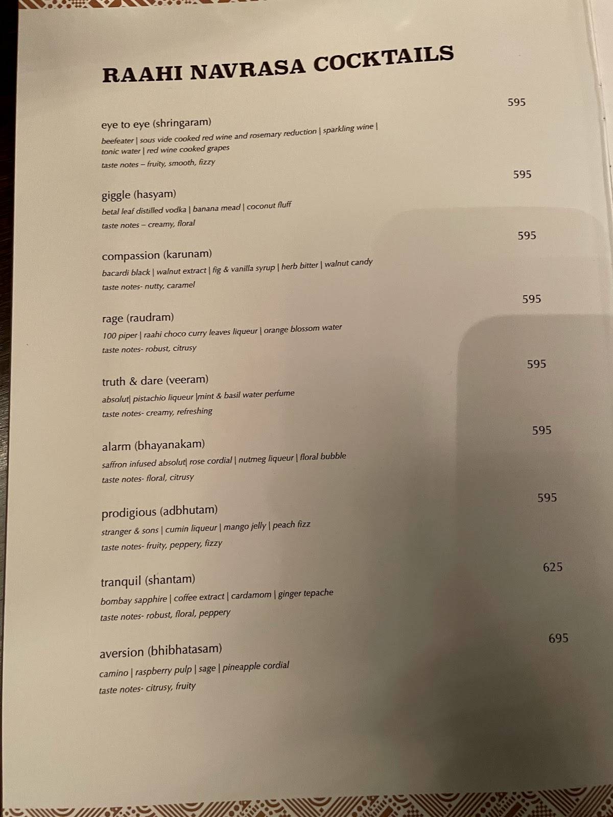 Menu at Raahi Neo Kitchen & Bar, Bengaluru