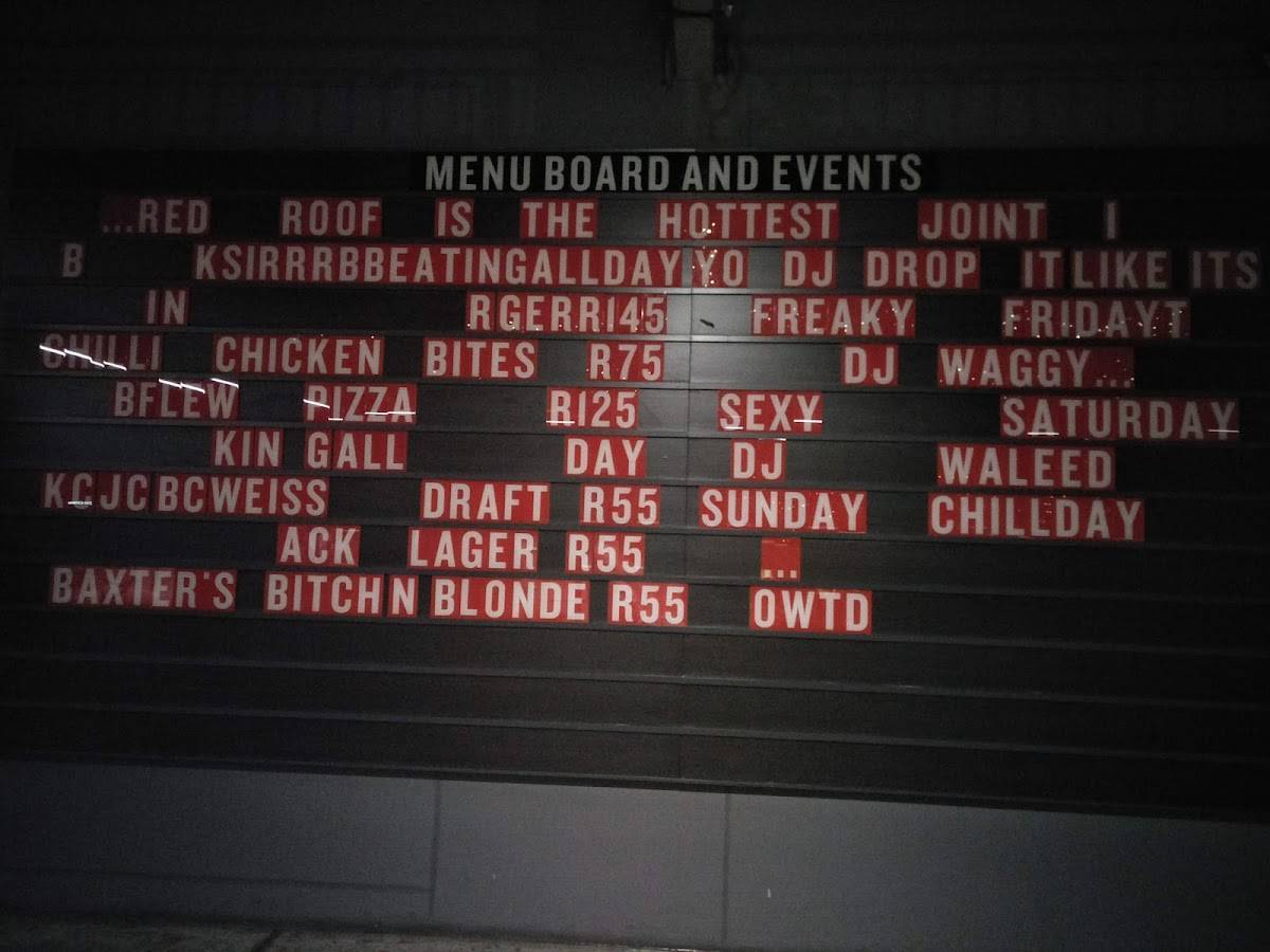 Menu at Radisson RED Cape Town - RED Rooftop pub & bar, Cape Town