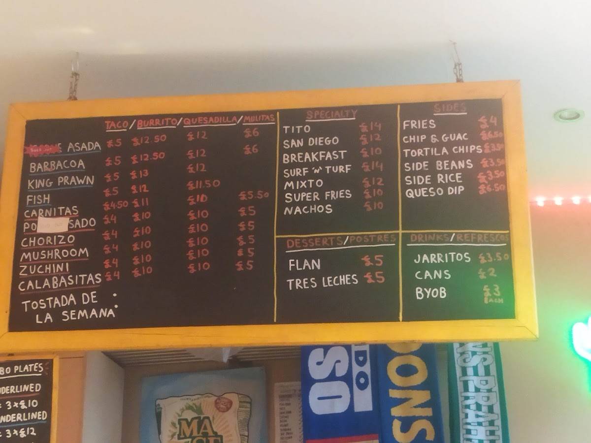 Menu at Rafa's restaurant, Glasgow