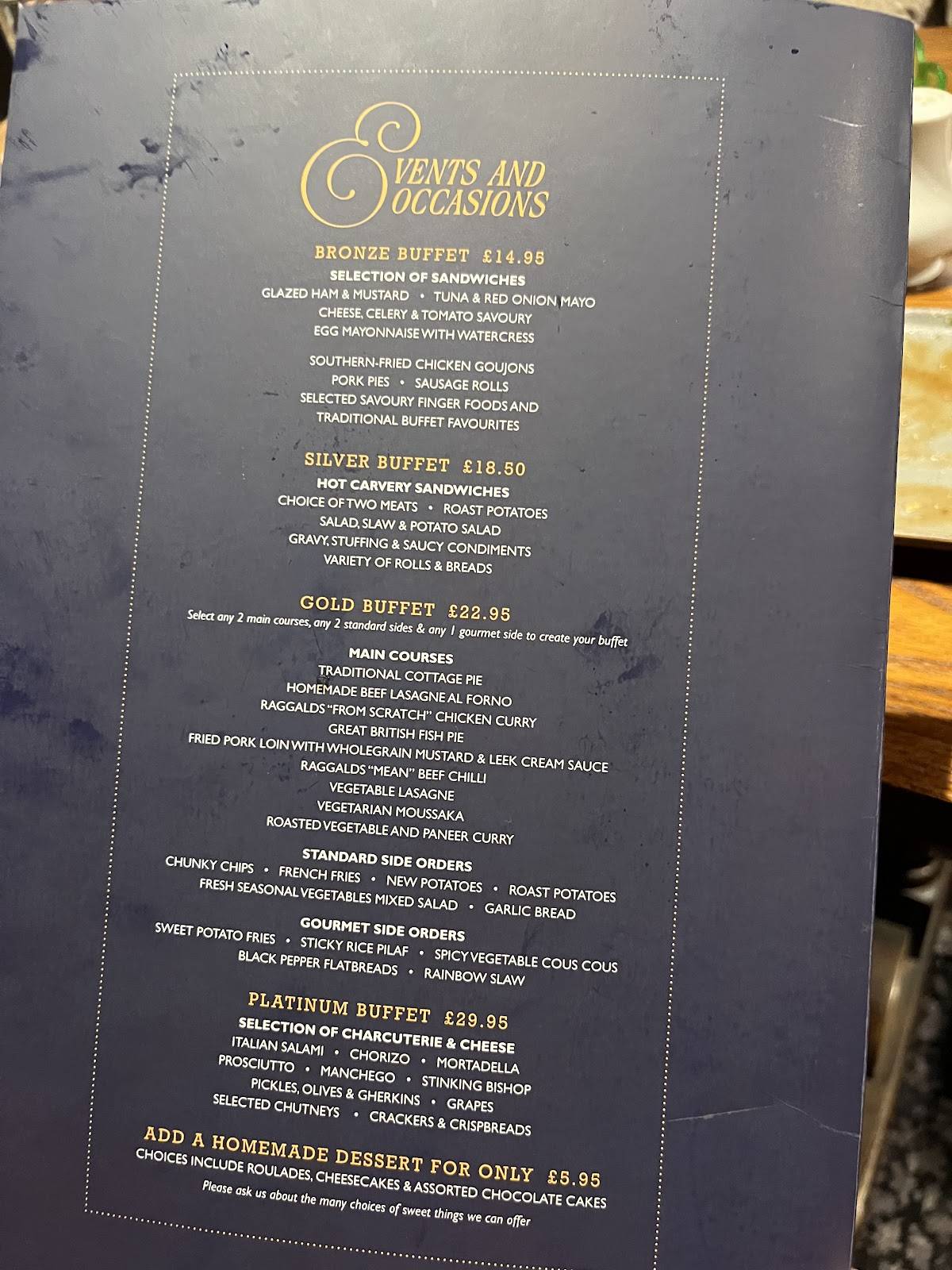 Menu at Raggalds pub & bar, Bradford, Brighouse and Denholme Rd