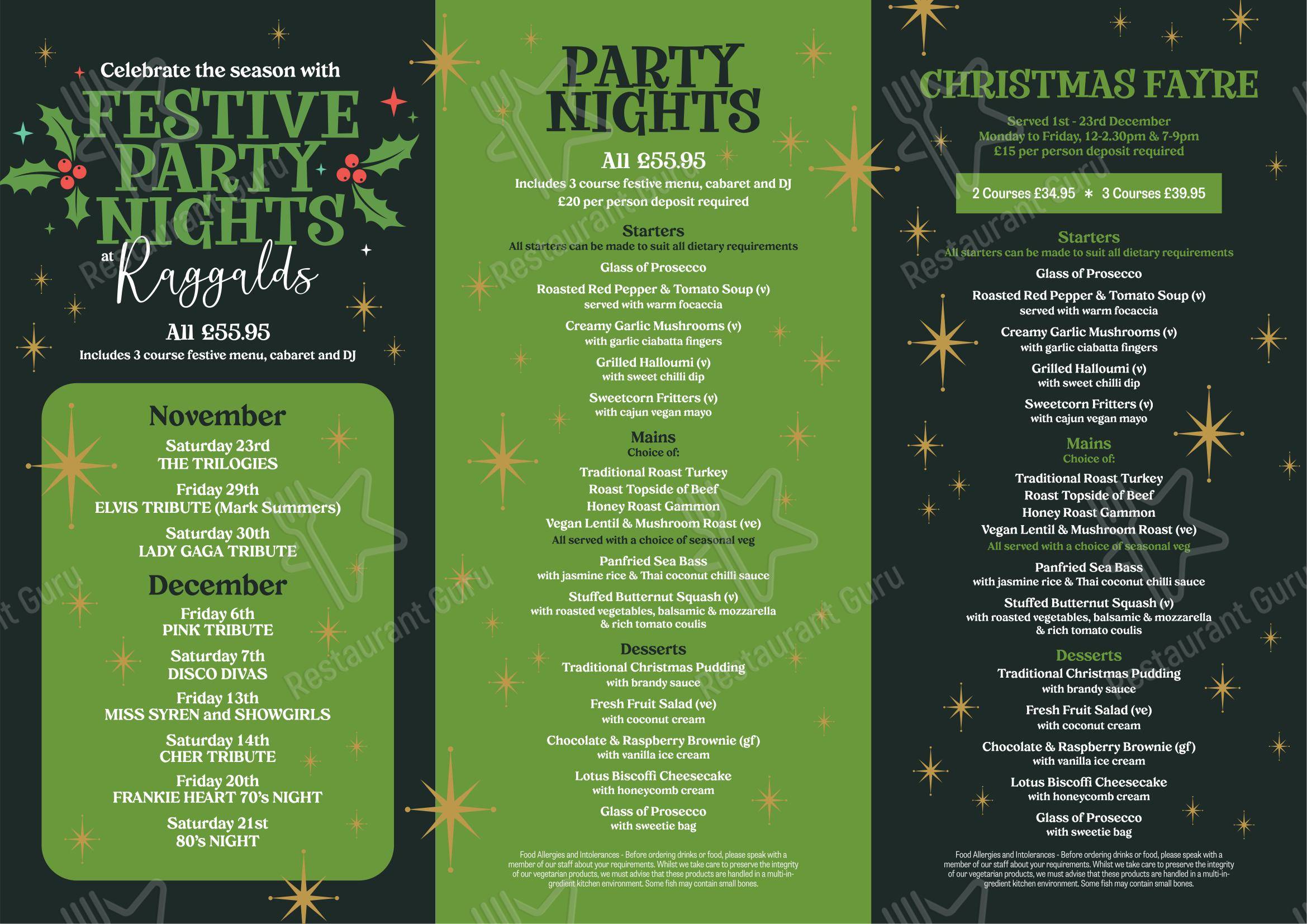 Menu at Raggalds pub & bar, Bradford, Brighouse and Denholme Rd
