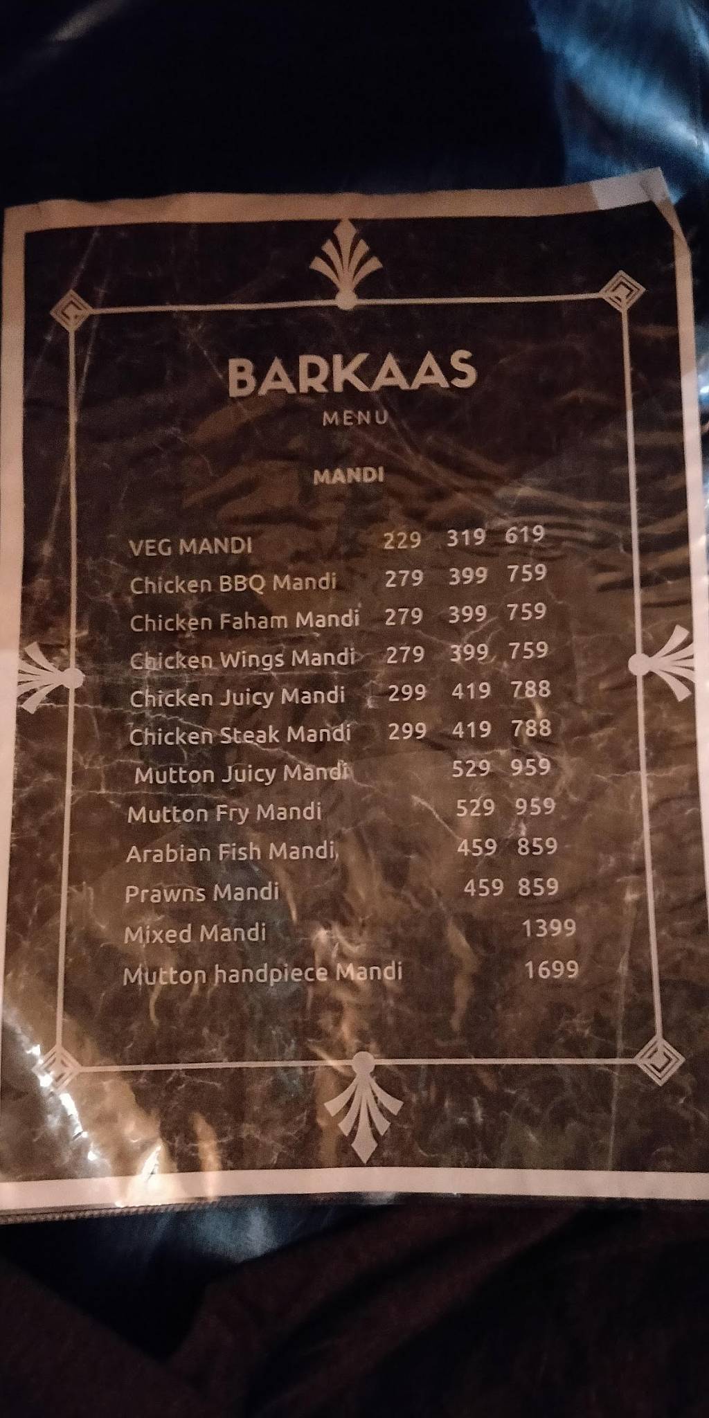 Menu at Barkas Arabian Kitchens, Rajahmundry, Near