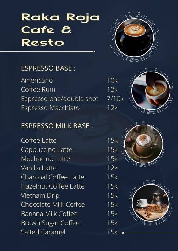 Menu at Raka Roja Billiard Pool & Cafe, Tuban