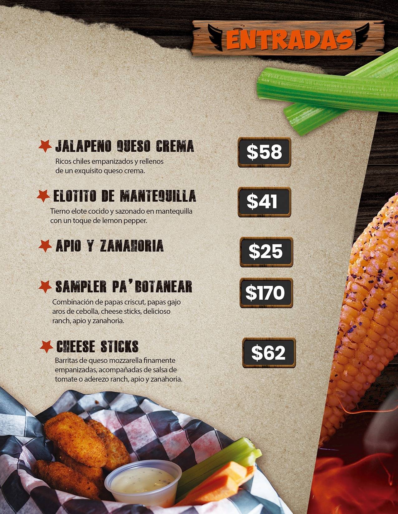 Carta del restaurante Buffalo Wings, Ramos Arizpe, Calle San Miguel 1150