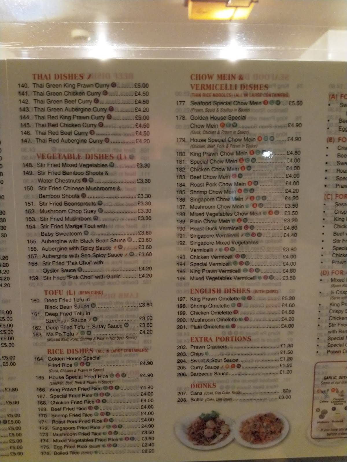 Menu at Golden Fortune restaurant, Ramsgate