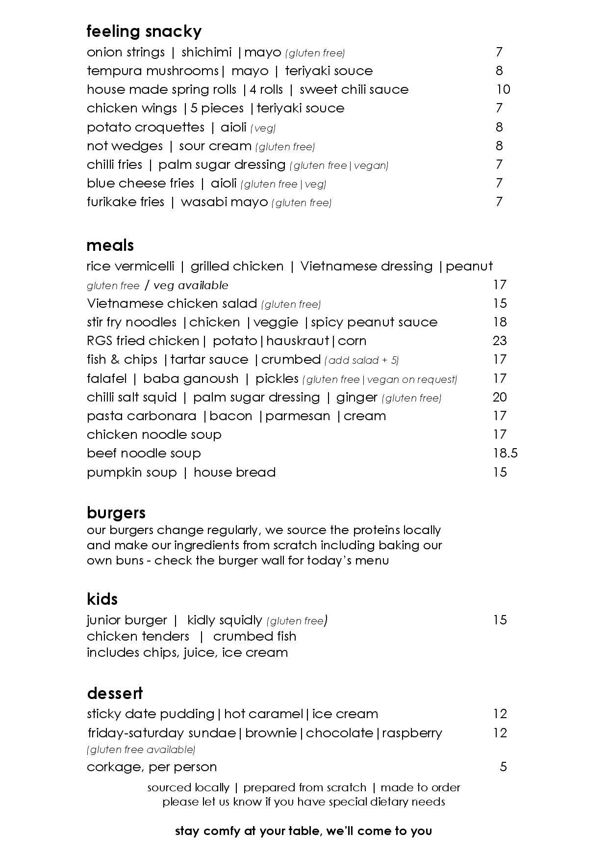 Menu at Ranelagh General Store cafe, Ranelagh