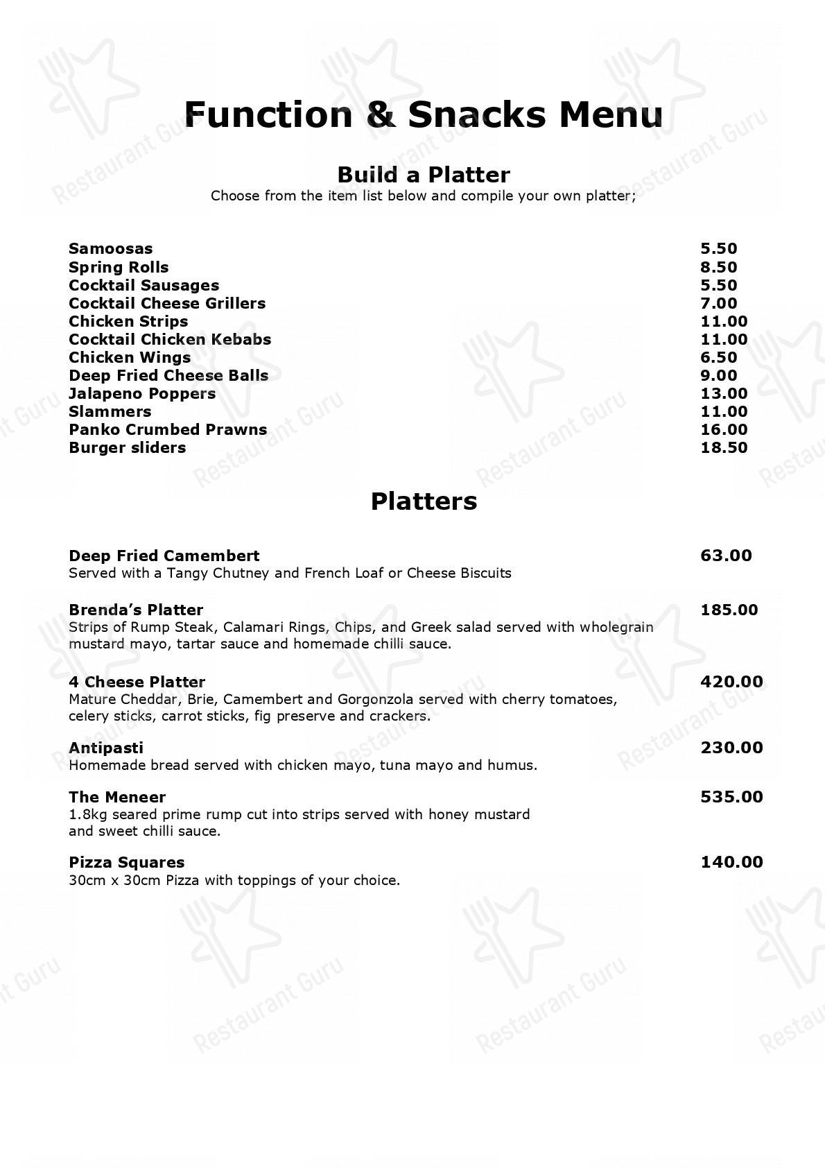 Menu at Rat & Parrot Grahamstown restaurant, Grahamstown