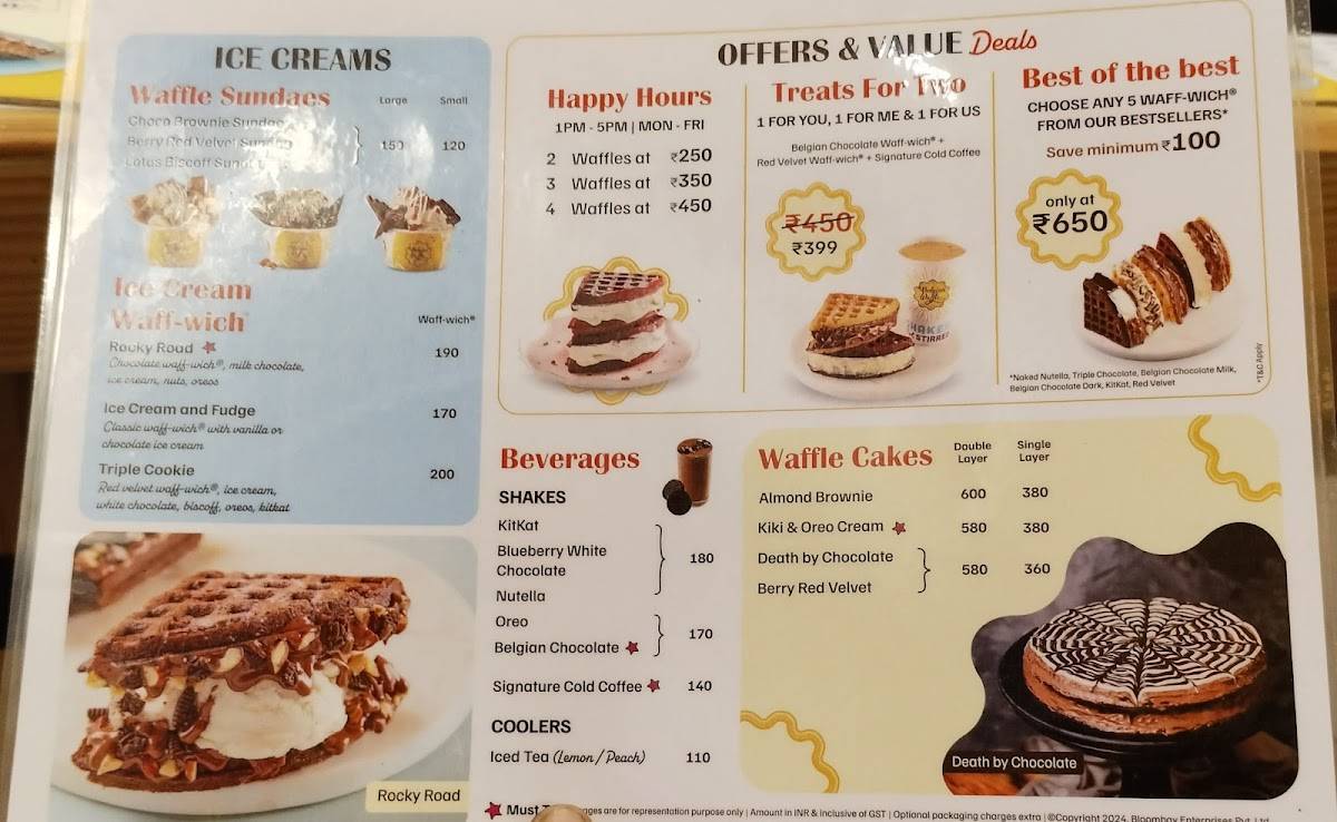 Menu at The Belgian Waffle Co, Ratlam