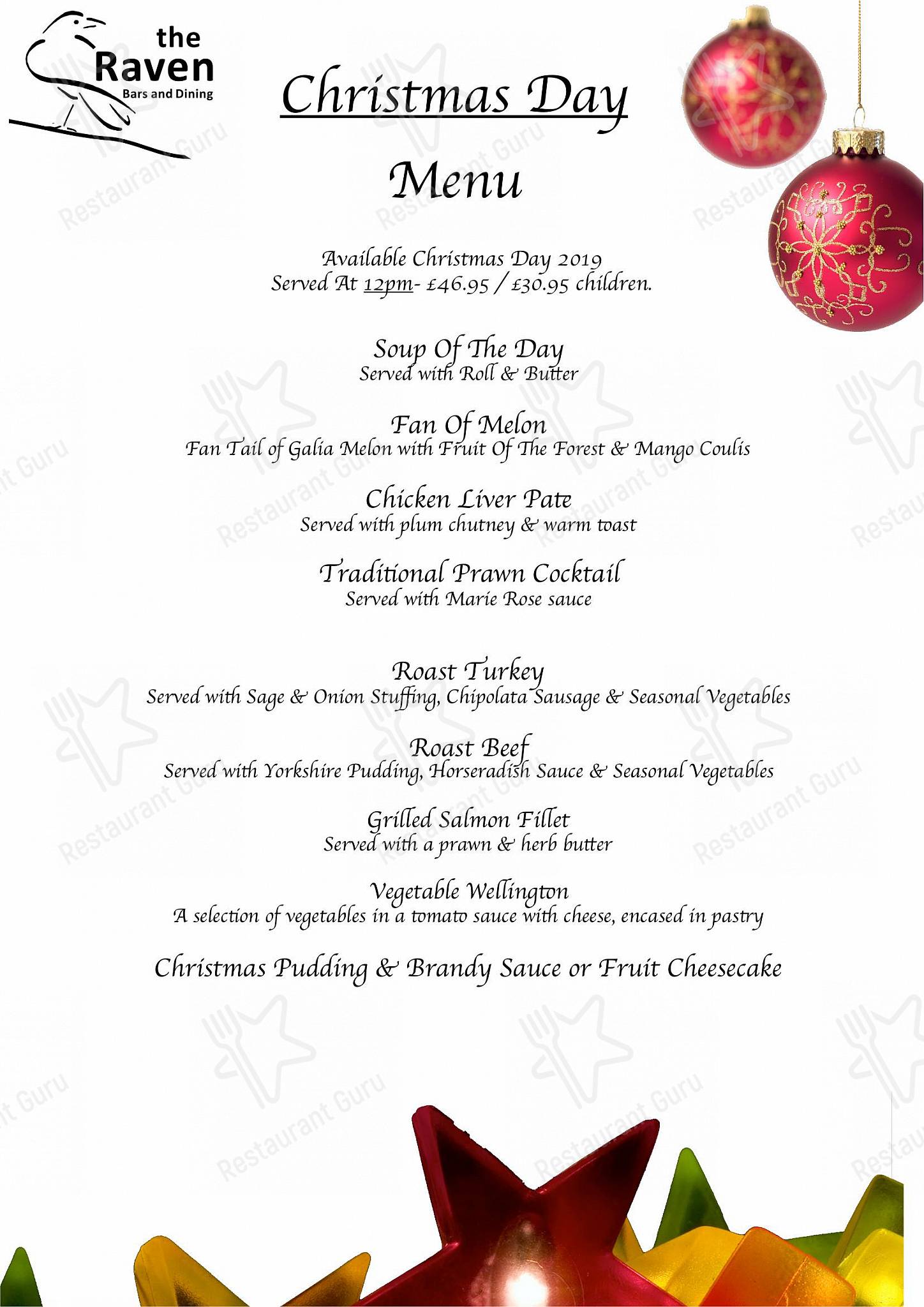 Menu at The Raven Hotel pub & bar, Corby