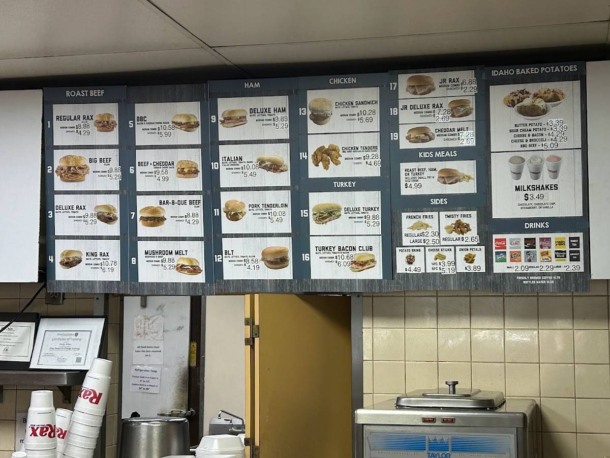Menu at Rax restaurant, Lancaster, 800 E Main St