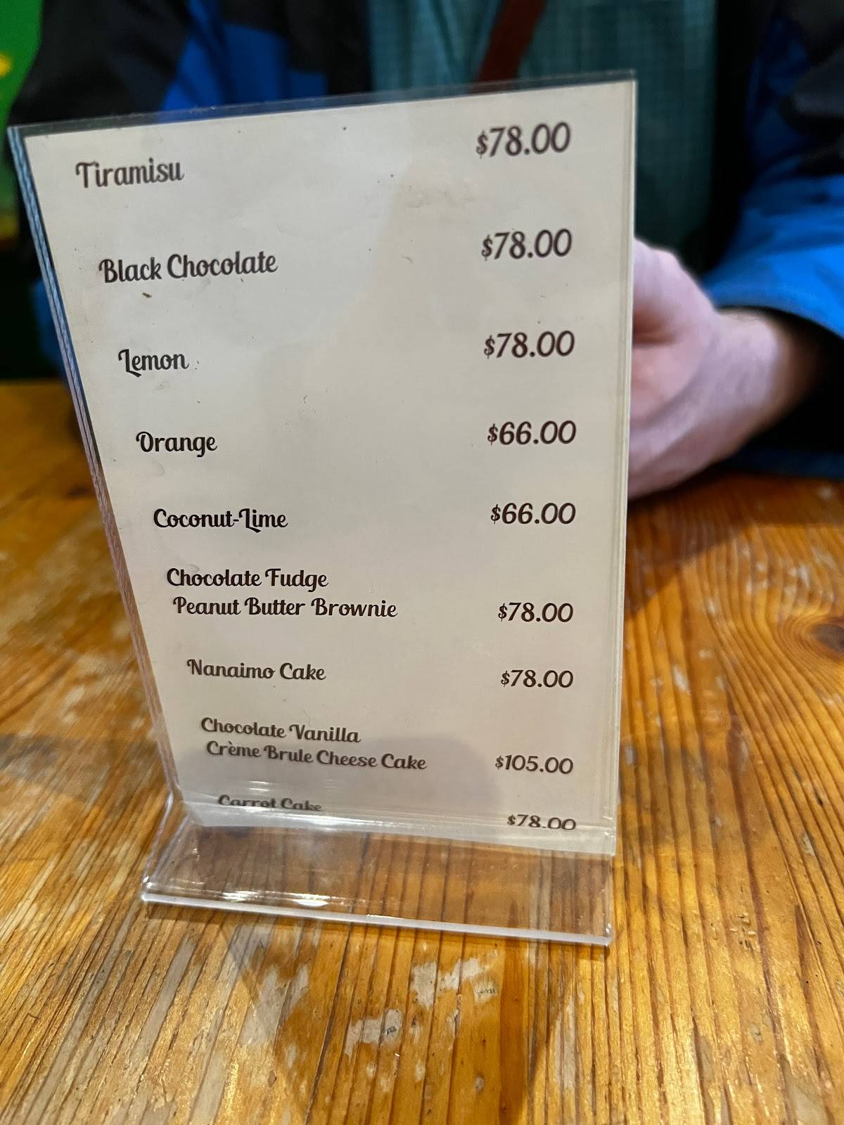 Menu at Real Food Cafe, Nanaimo