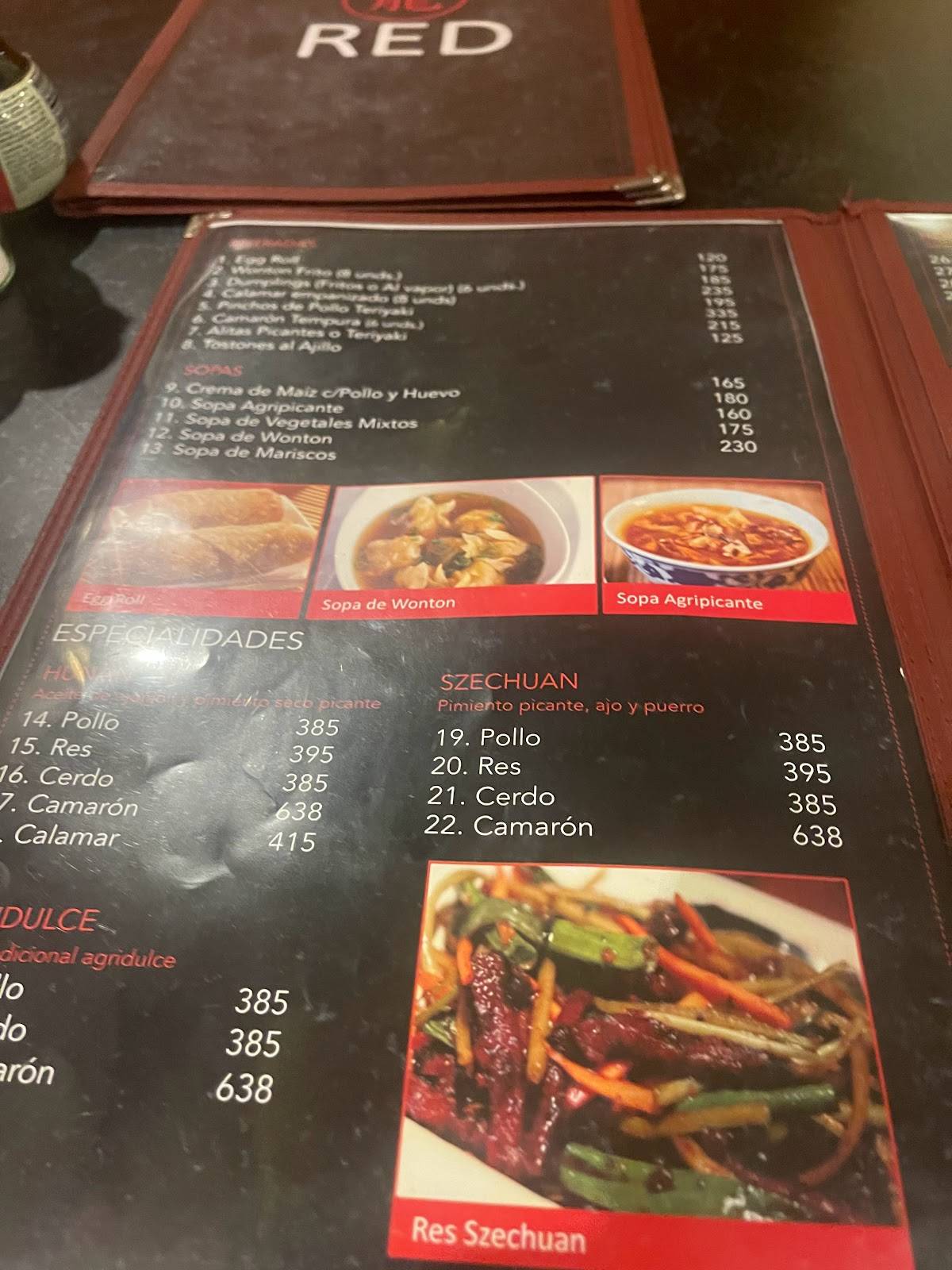 Menu at Red Dragon restaurant, Santo Domingo, Av 27 de Febrero 195