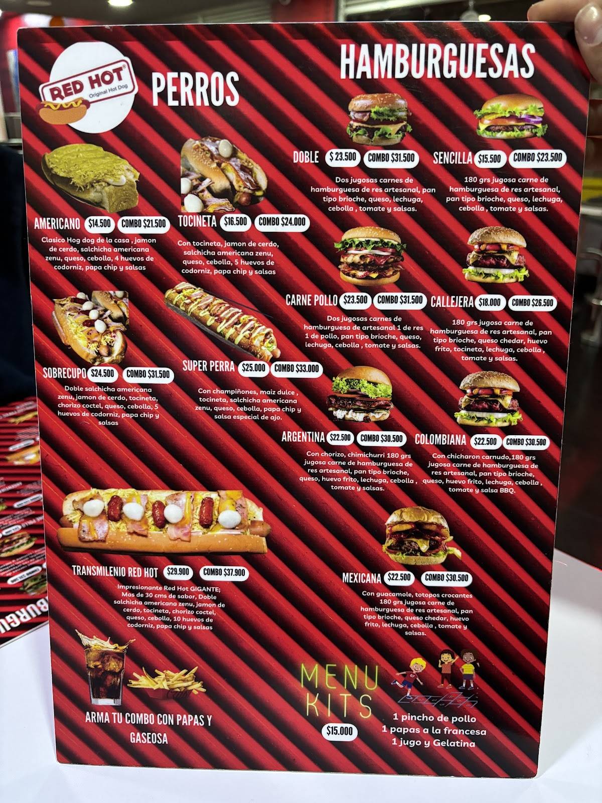 Menu at Red Hot Original Hot Dog, Bogotá