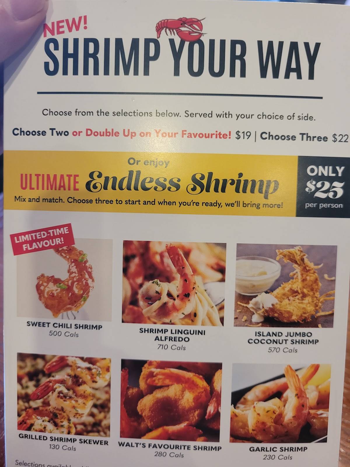 Menu at Red Lobster restaurant, Kitchener
