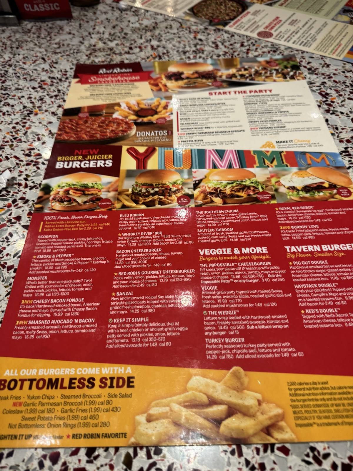 Menu at Red Robin Gourmet Burgers and Brews restaurant, Garner
