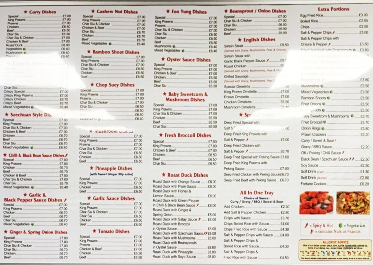 Menu at Red Seasons Chinese Takeaway fast food, Wakefield
