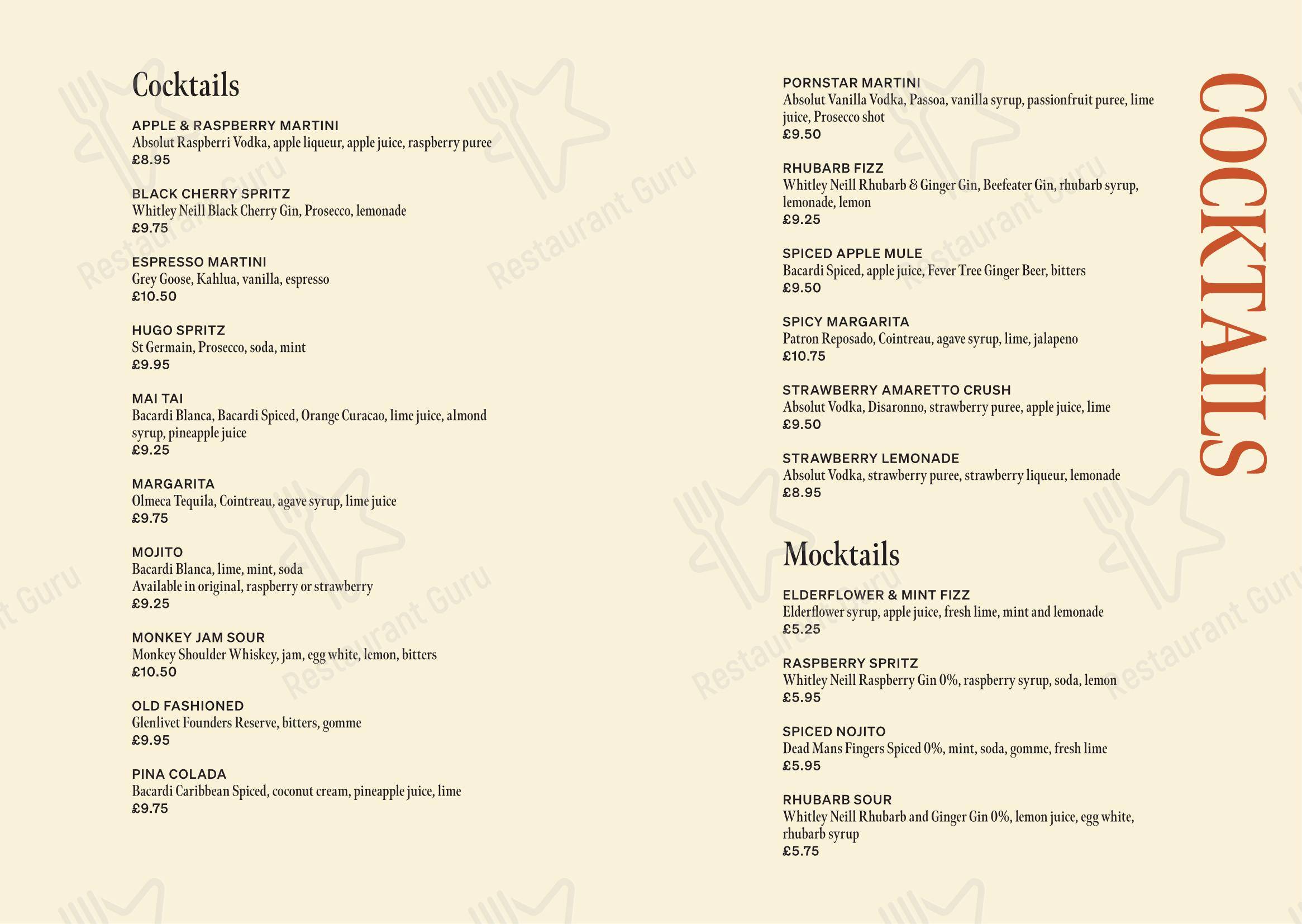 Menu at Red Squirrel pub & bar, Edinburgh