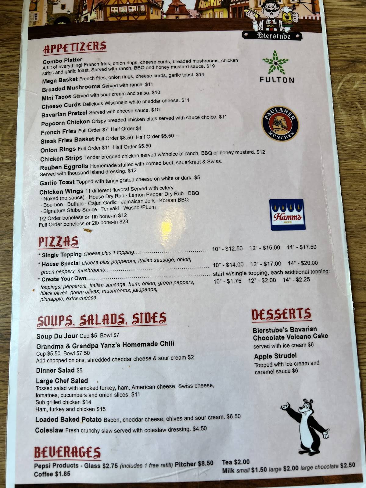 Menu at RW's Bierstube Bowl and Grill pub & bar, Red Wing