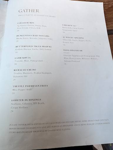 Menu at Reflections The Garden Terrace pub & bar, Vancouver, 667 Howe St