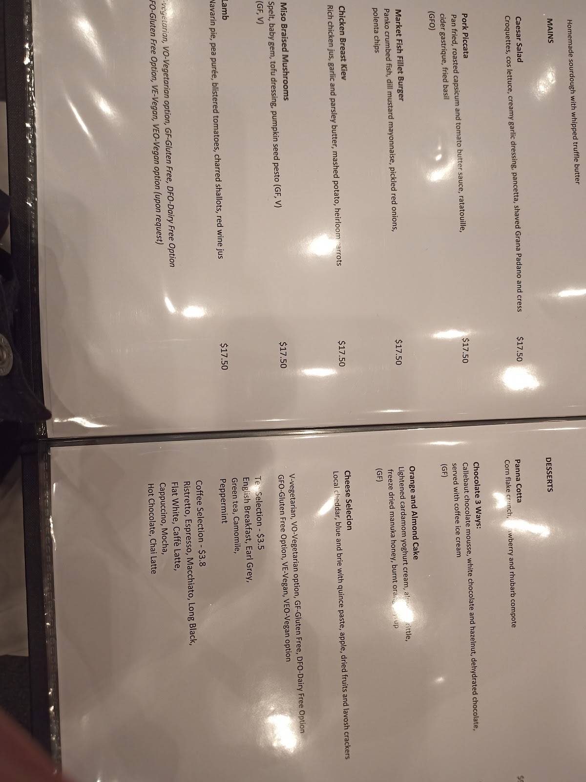 Menu at Graduates Restaurant - TAFE SA, Regency Park
