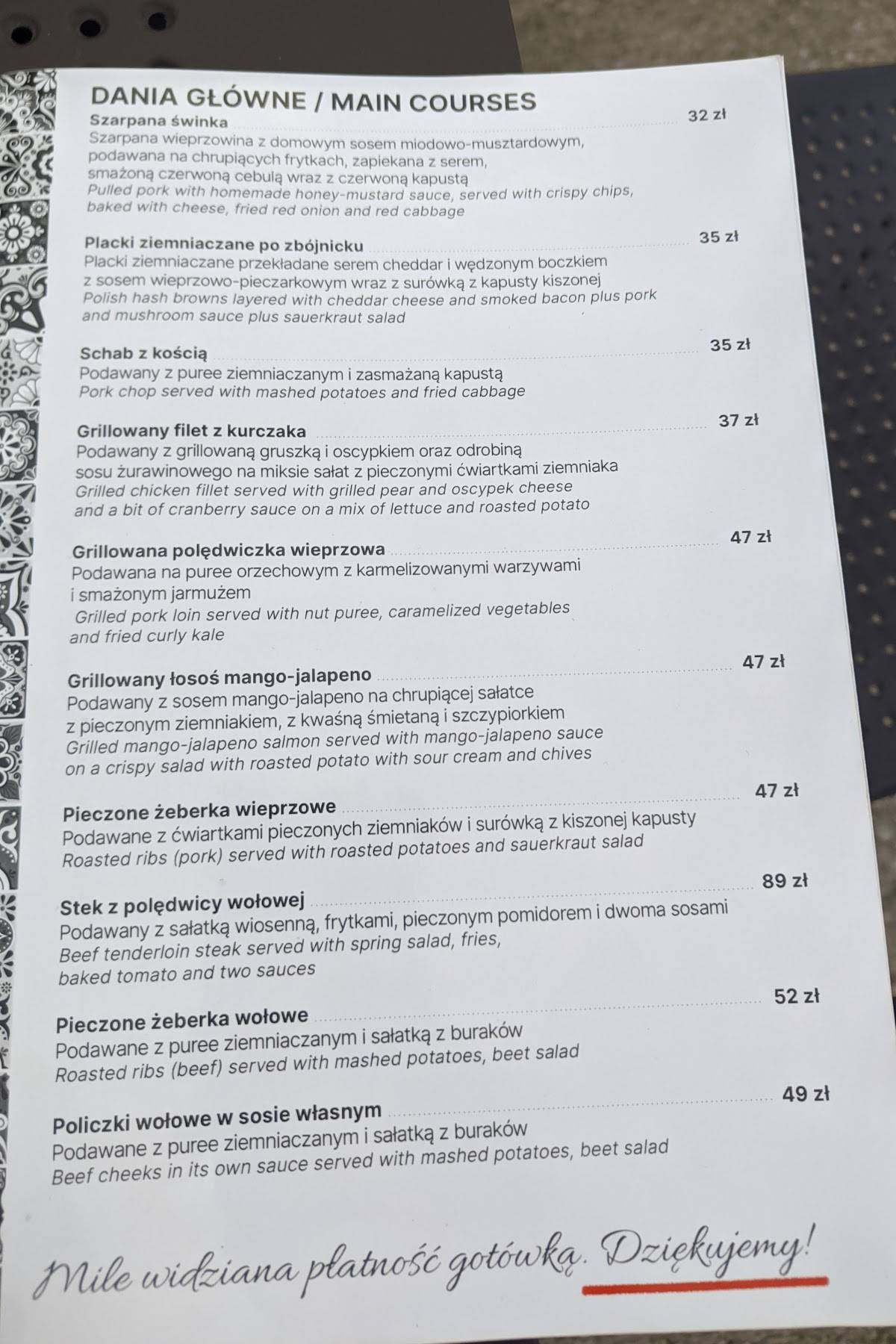 Menu at Restauracja Pełna Kultura restaurant, Starachowice