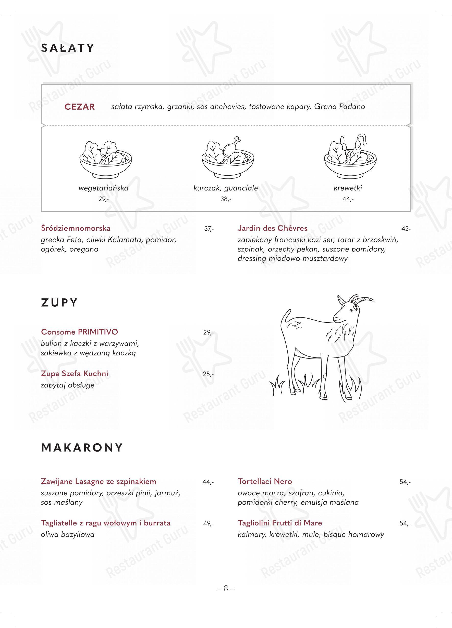 Menu at Restauracja Primitivo Kuchnia i Wino - kuchnia śródziemnomorska ...