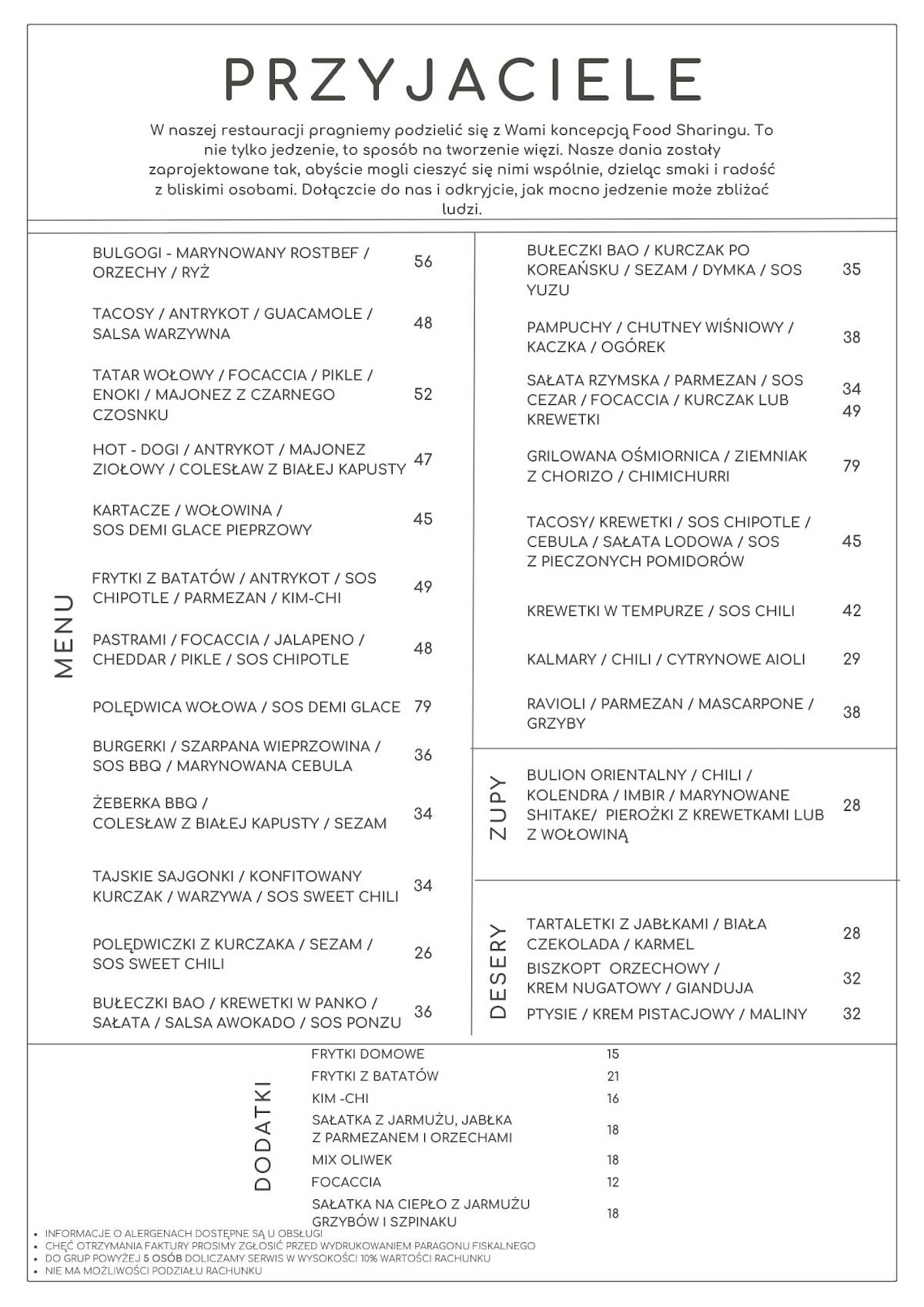 Menu at Restauracja Przyjaciele restaurant, Radom