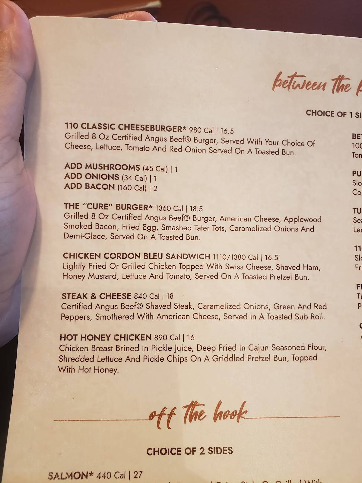 Menu at 110 Grill restaurant, Woburn, 373 Washington St