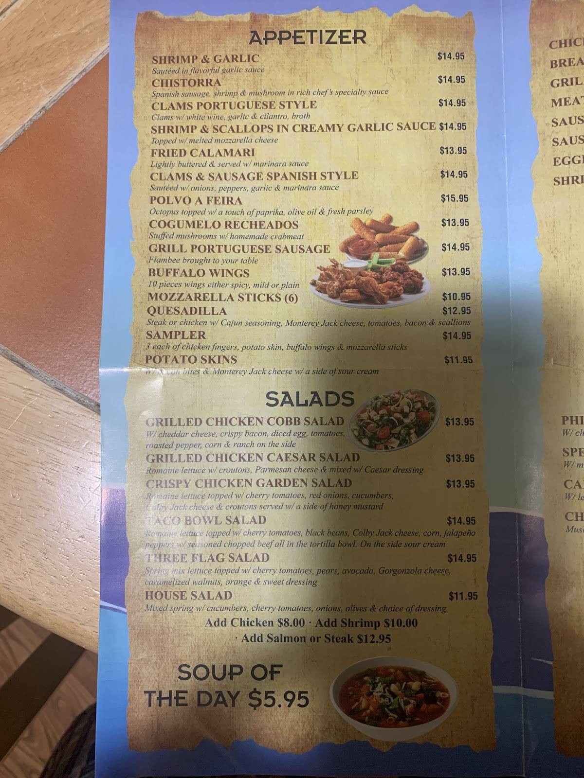 Menu at 3 Flags Grill & Restaurant, Lacey Township